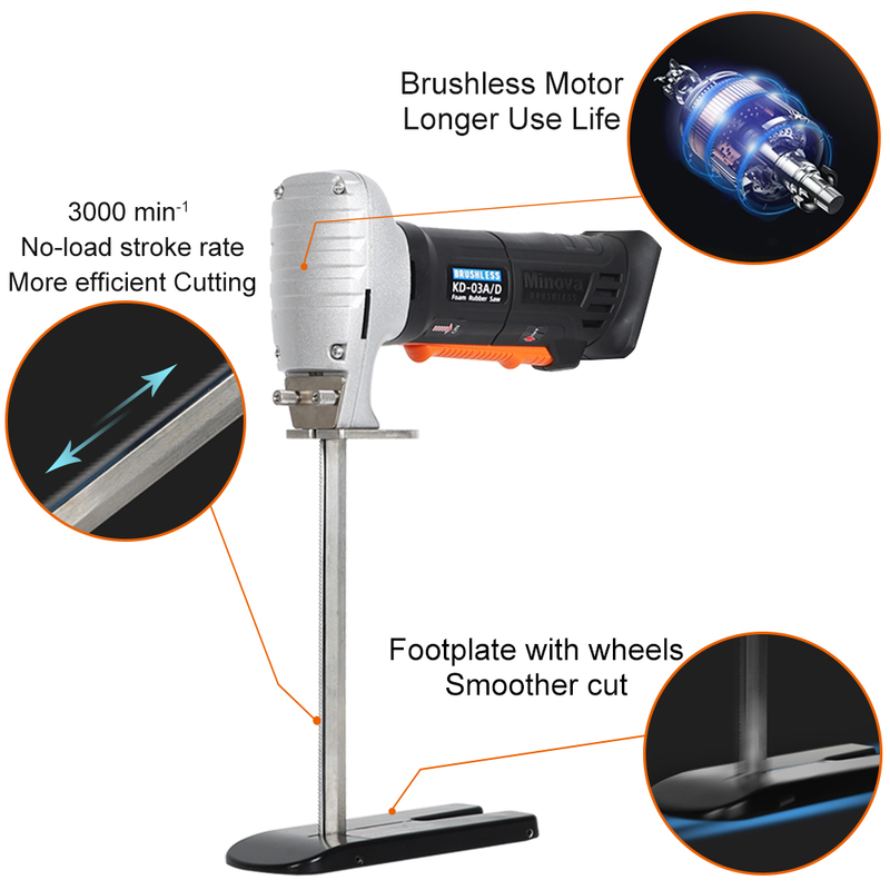 8" Cordless/Corded Brushless Heavy-Duty Cutting Tool Foam Rubber Cutter ...